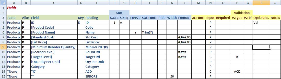 Additions To The Fields Table For Update Spreadsheets Beyond Excel 