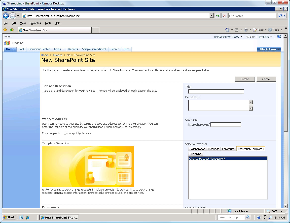 How To Install The Change Re Management Template In MOSS 2007