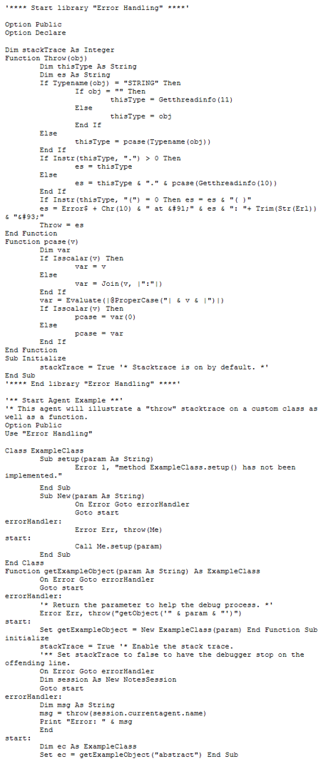Coding a stack trace into LotusScript libraries eases error handling Coding a stack trace into LotusScript libraries eases error handling
