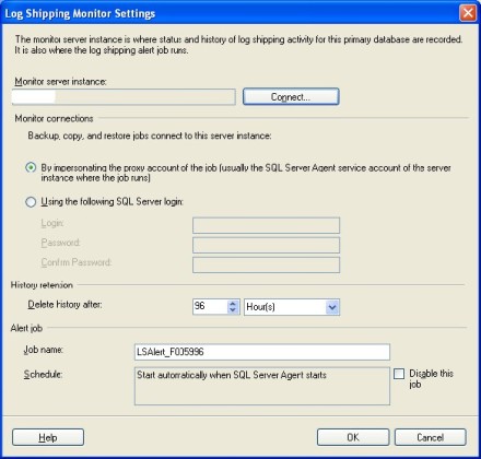 SQL Server 2005 log shipping setup using the wizard