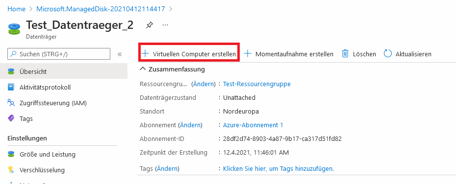 Snapshots für Azure-VMs und verwaltete Festplatten erzeugen | Computer ...