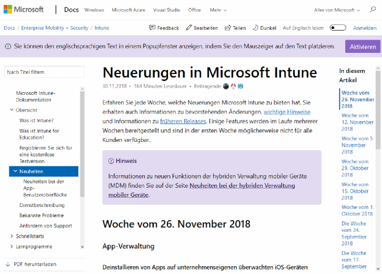 Microsoft Intune: Roadmap und Updates im Blick behalten