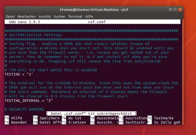 ConfigServer Security & Firewall (CSF) für mehr Sicherheit