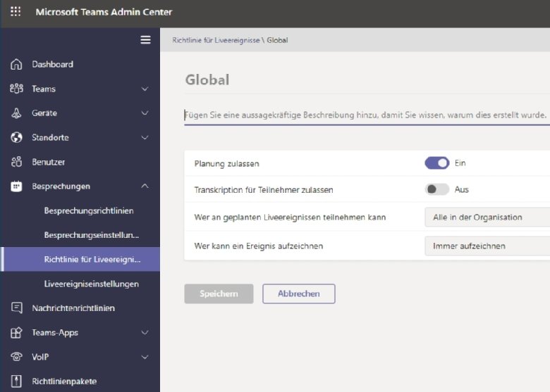 Datenschutz- und Sicherheitsoptionen in Microsoft Teams