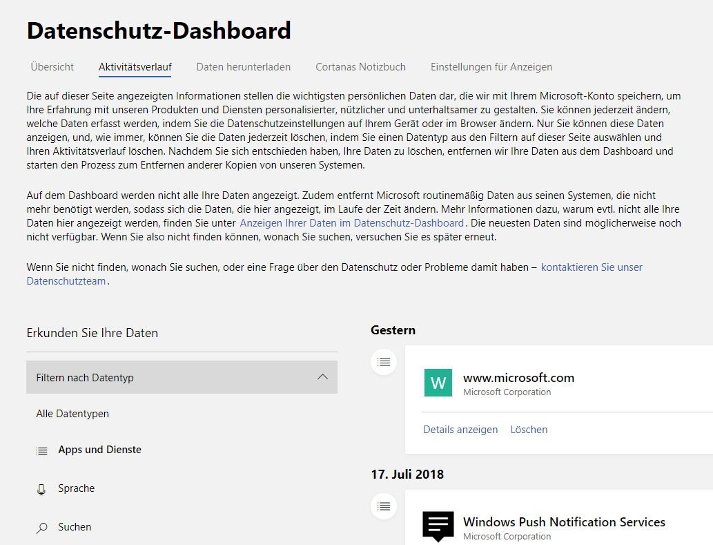 Microsoft Privacy Dashboard: Datenschutz im Griff behalten | Computer ...