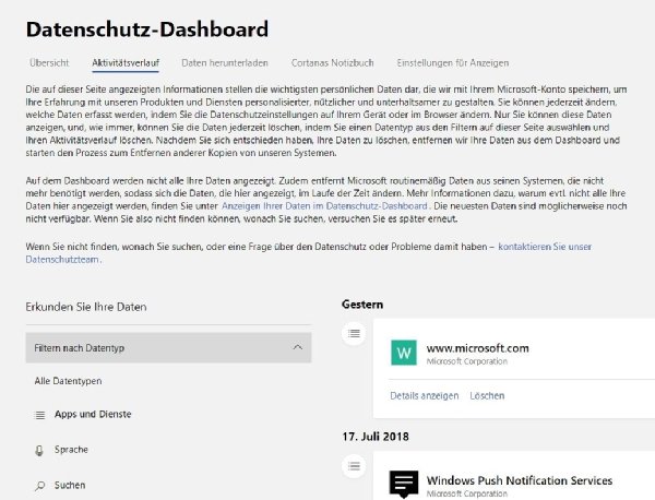 Microsoft Privacy Dashboard: Datenschutz im Griff behalten