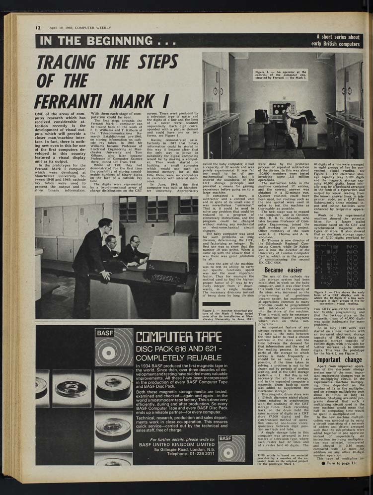 April 12, 1969: Tracing the steps of the Ferranti Mark I - Computer ...