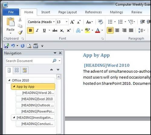 The Navigation Pane In Word Lets You Move Sections As Well As Navigate Or Browse Page By Page 