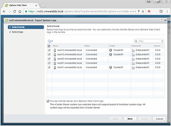 What is the best way to collect vSphere log files?