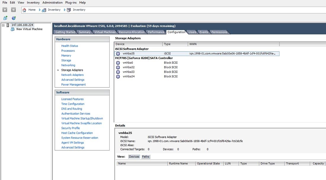 Use iSCSI storage for VMware to create a data store