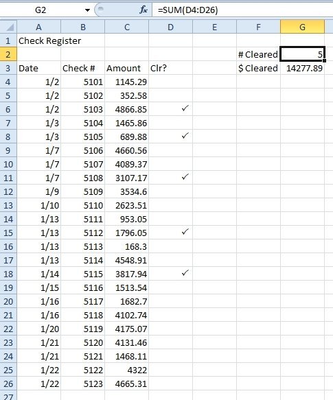 Adding Tick Marks In Excel