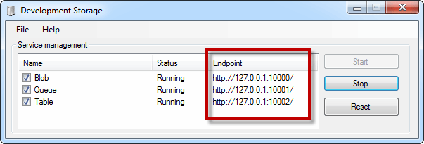 Use Azure development storage from unit tests