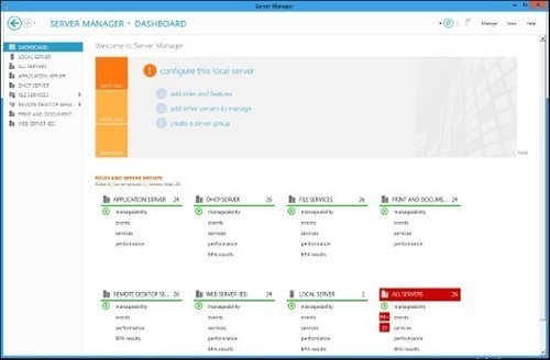 Server Management Dashboard - Windows Server 8 Preview