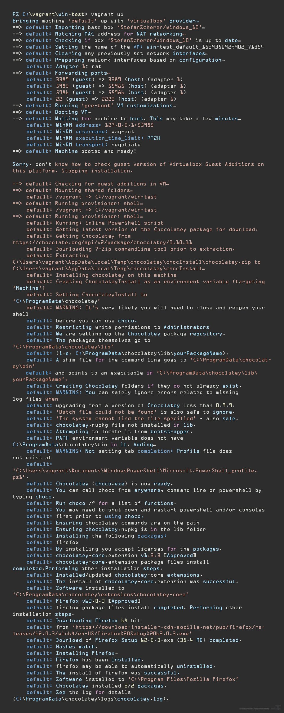 Try this Chocolatey tutorial to pick up Vagrant provisioning for Windows | TechTarget