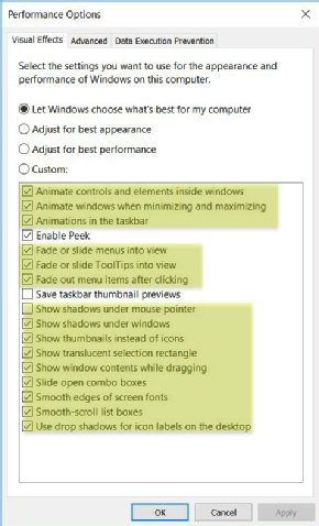 Visual Effects And Performance Options In Windows 8 And 10
