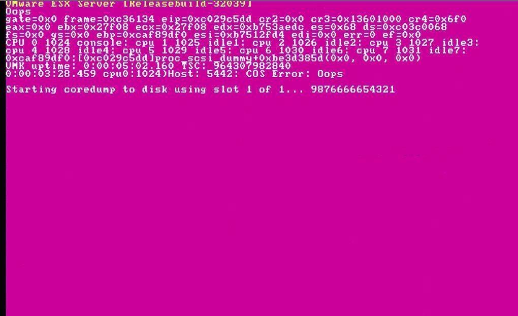 Memory RAM Error - Purple Screen of Death (PSOD)