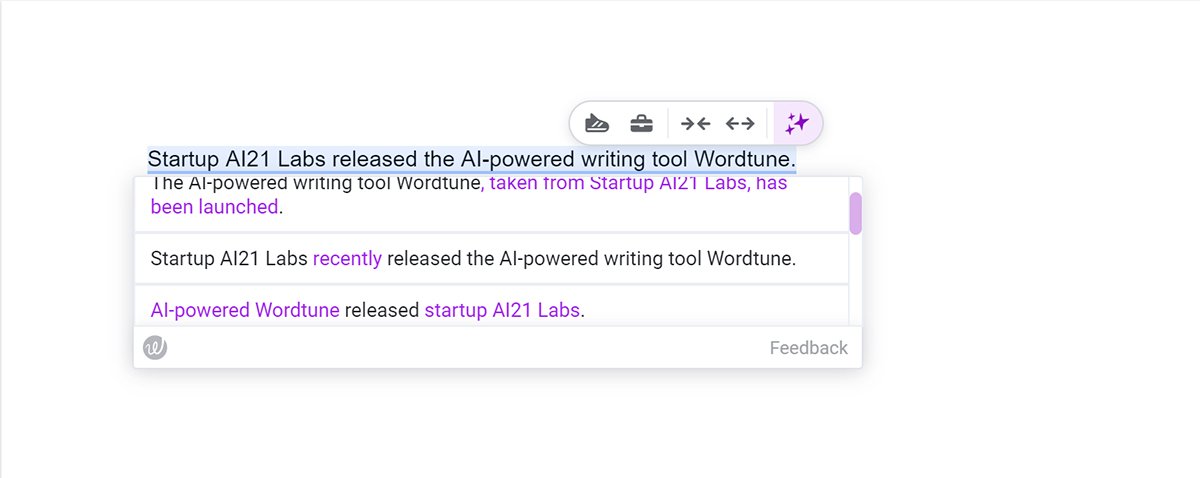 Wordtune AI tool from AI21 Labs rewrites sentences using NLG | TechTarget